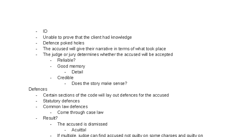 Lecture 2302: Understanding Defences in Criminal Law - Oct 30 - Studocu