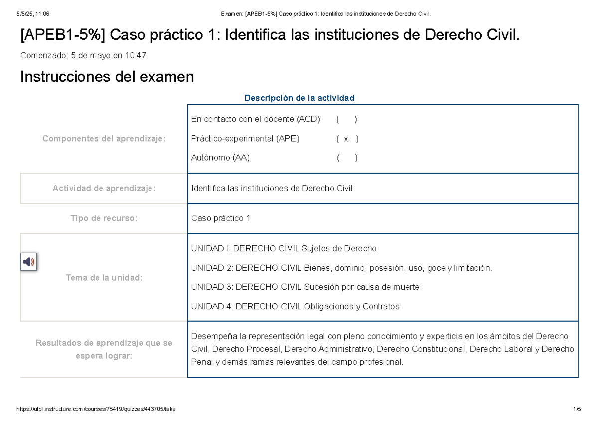 Examen [APEB 1-5%]: Caso Práctico 1 sobre Derecho Civil - Studocu