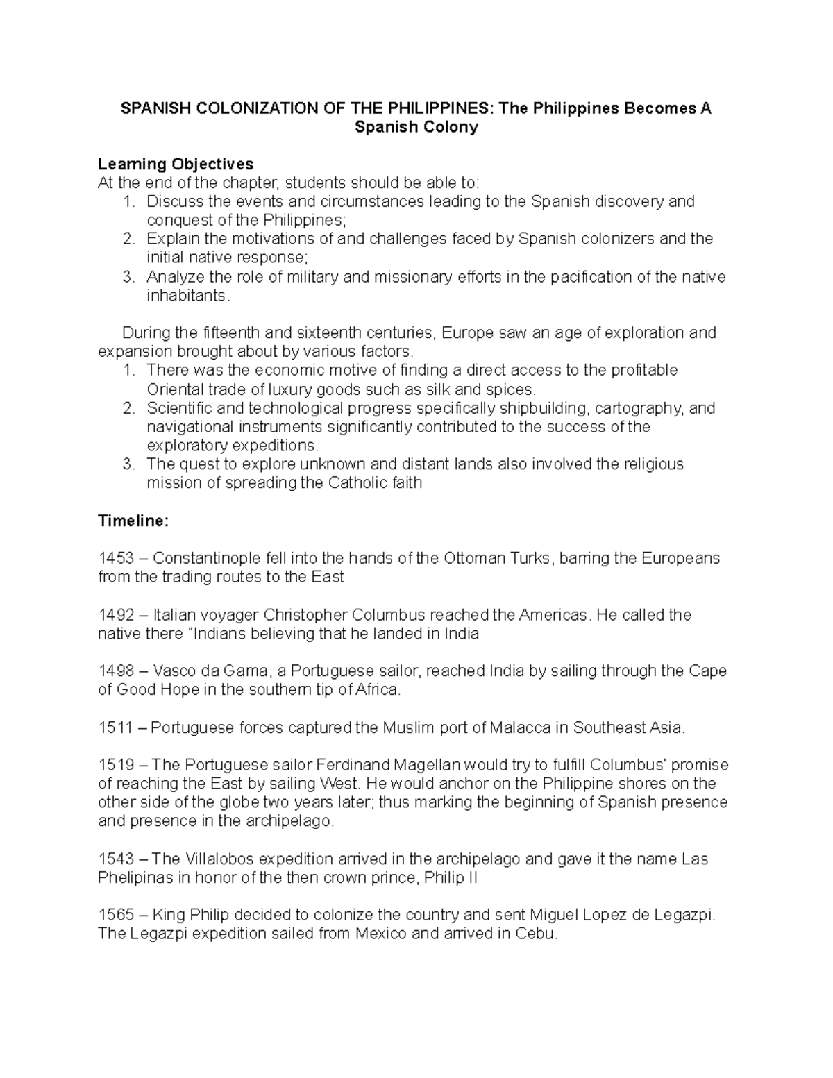 Spanish-Colonization - SPANISH COLONIZATION OF THE PHILIPPINES: The ...