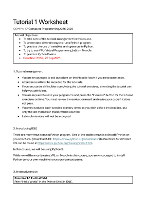 Computer Programming - COMP1117 - HKU - Studocu