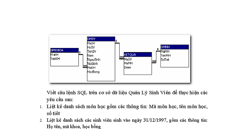 Bài Tập SQL Quản Lý Sinh Viên - fdb - Studocu
