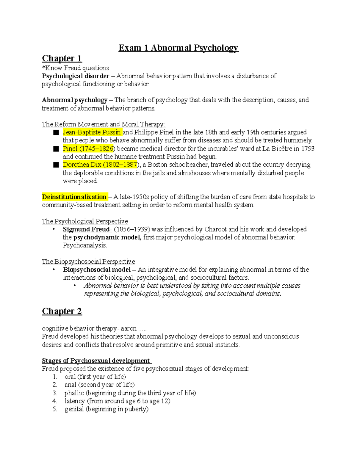 Psych 305 Exam 1: Key Concepts in Abnormal Psychology - Studocu