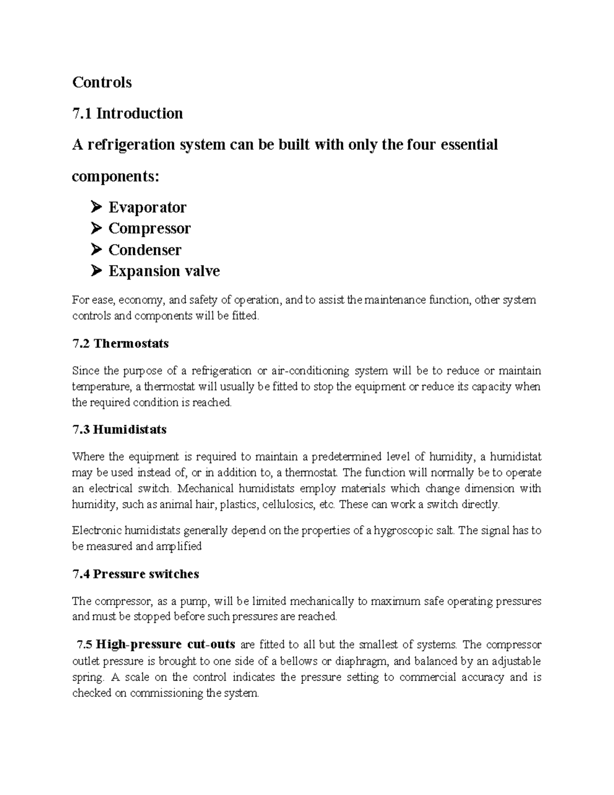 RAC 7 Controls - Overview of Refrigeration System Components - Studocu