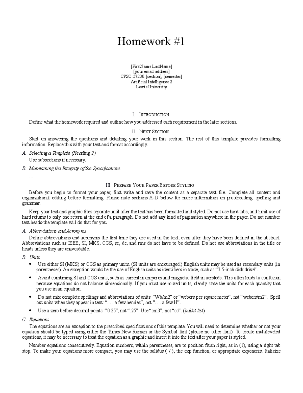 CPSC-57200 AI Homework Assignment Formatting Template - Studocu