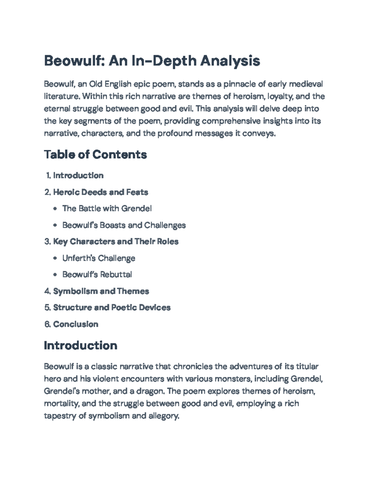 Beowulf Analysis: Themes, Characters, and Poetic Devices - Beowulf: An ...