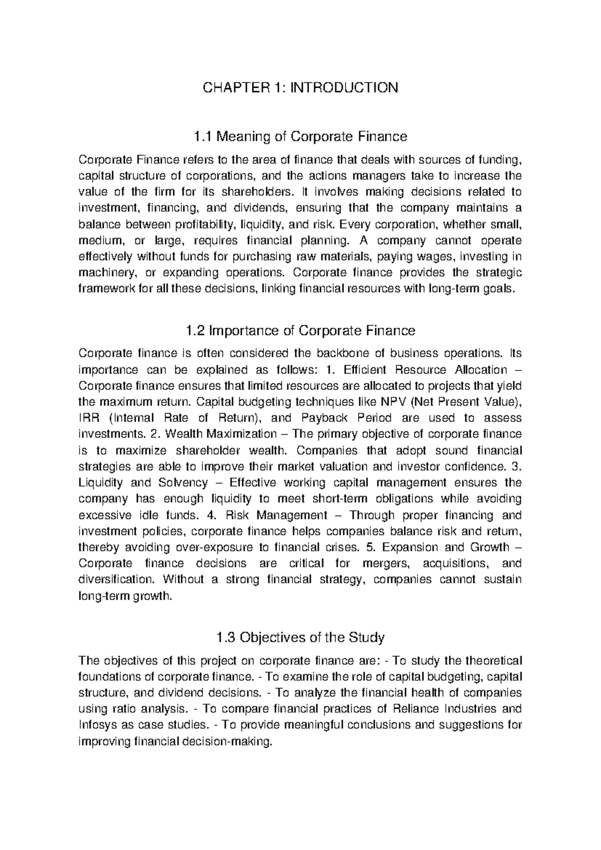 Corporate Finance Black Book: Chapter 1 - Introduction to Corporate Finance - Studocu