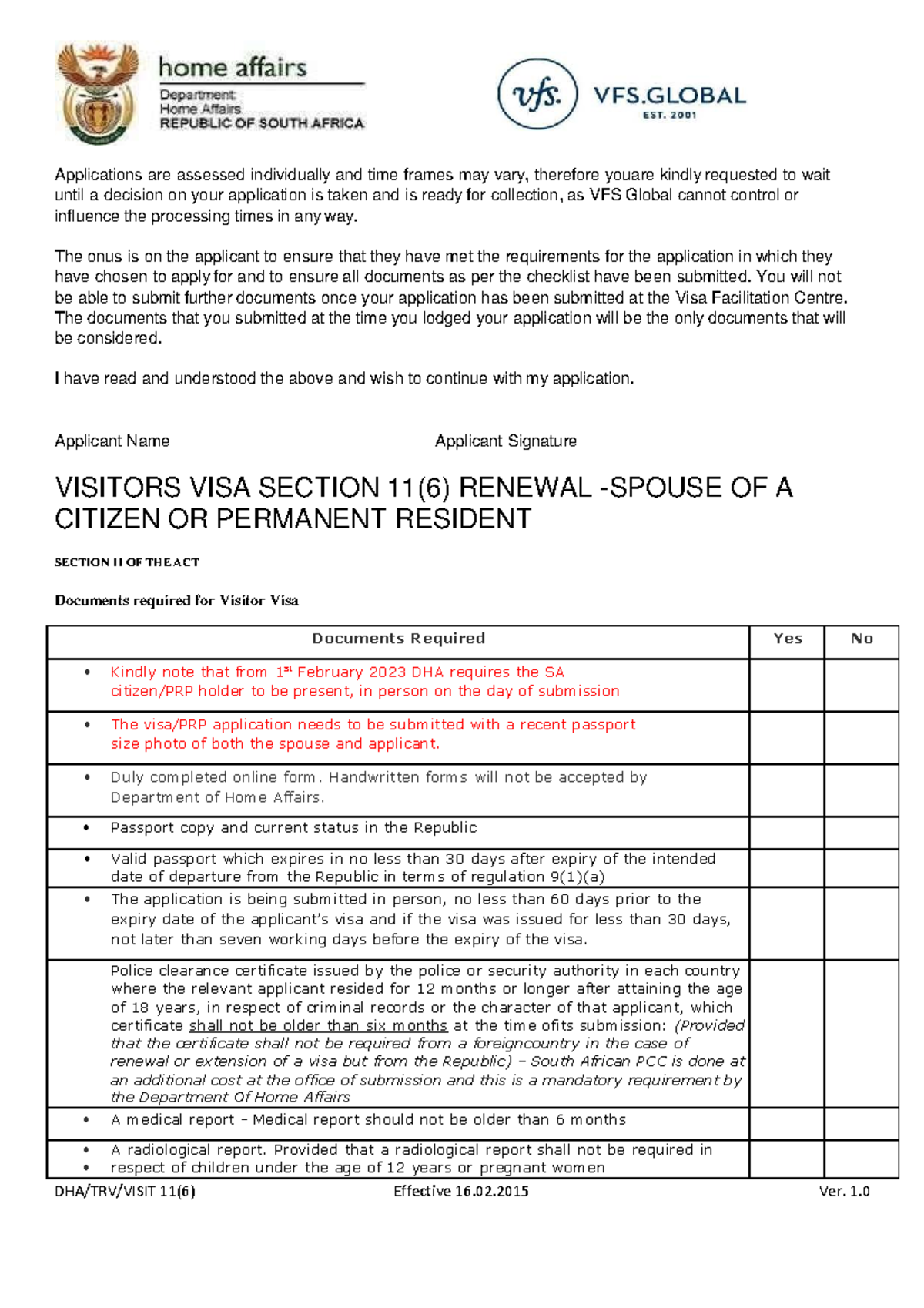 TRR4495200 Visitor Visa Application Checklist and Personal Info Consent ...