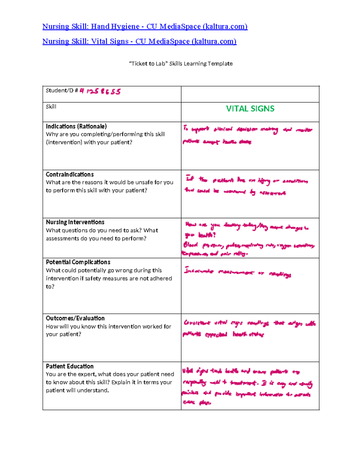 Ticket to Lab - Vitals - Wound care - Nursing Skill: Hand Hygiene - CU ...