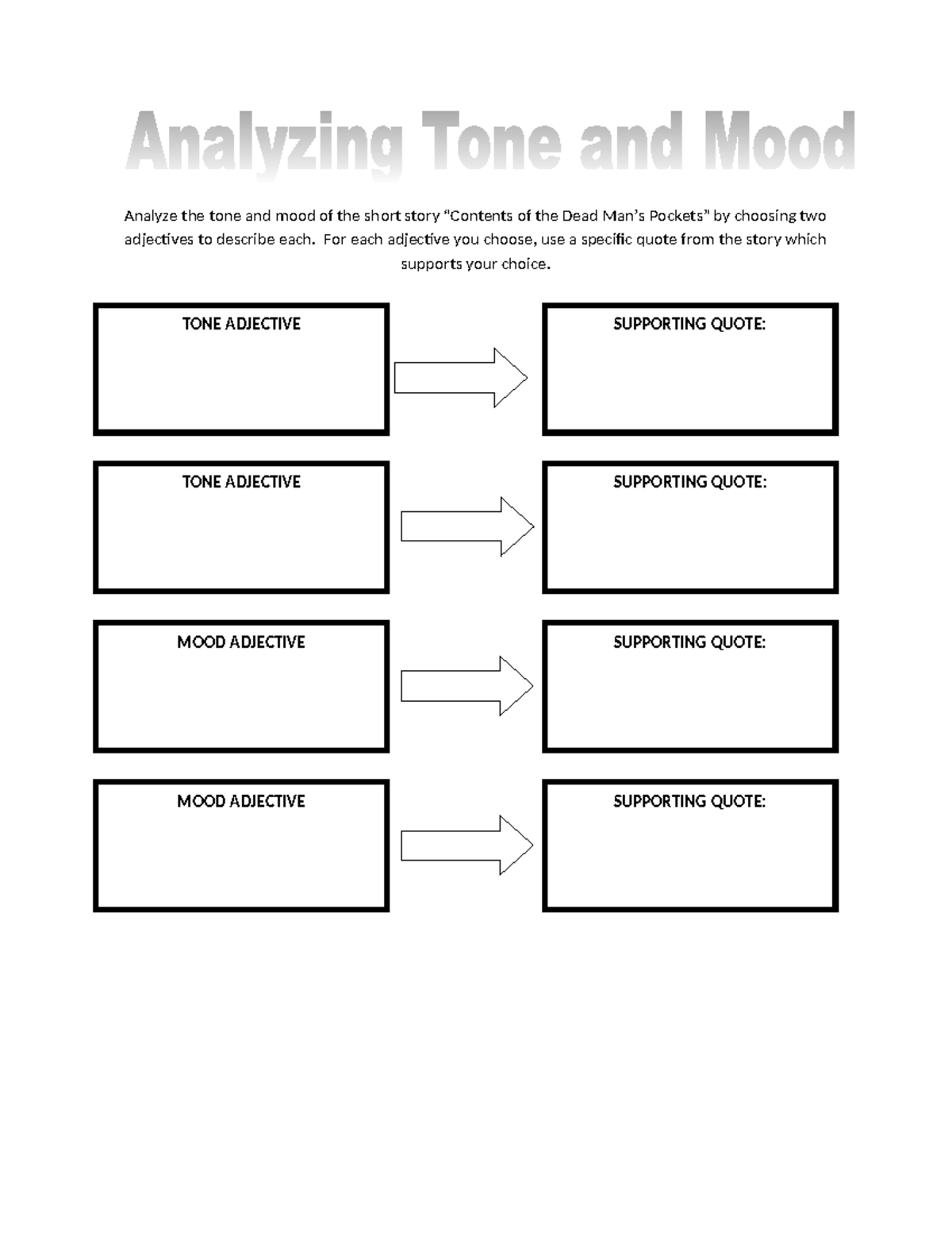 Analyzing Tone and Mood - Analyze the tone and mood of the short story ...