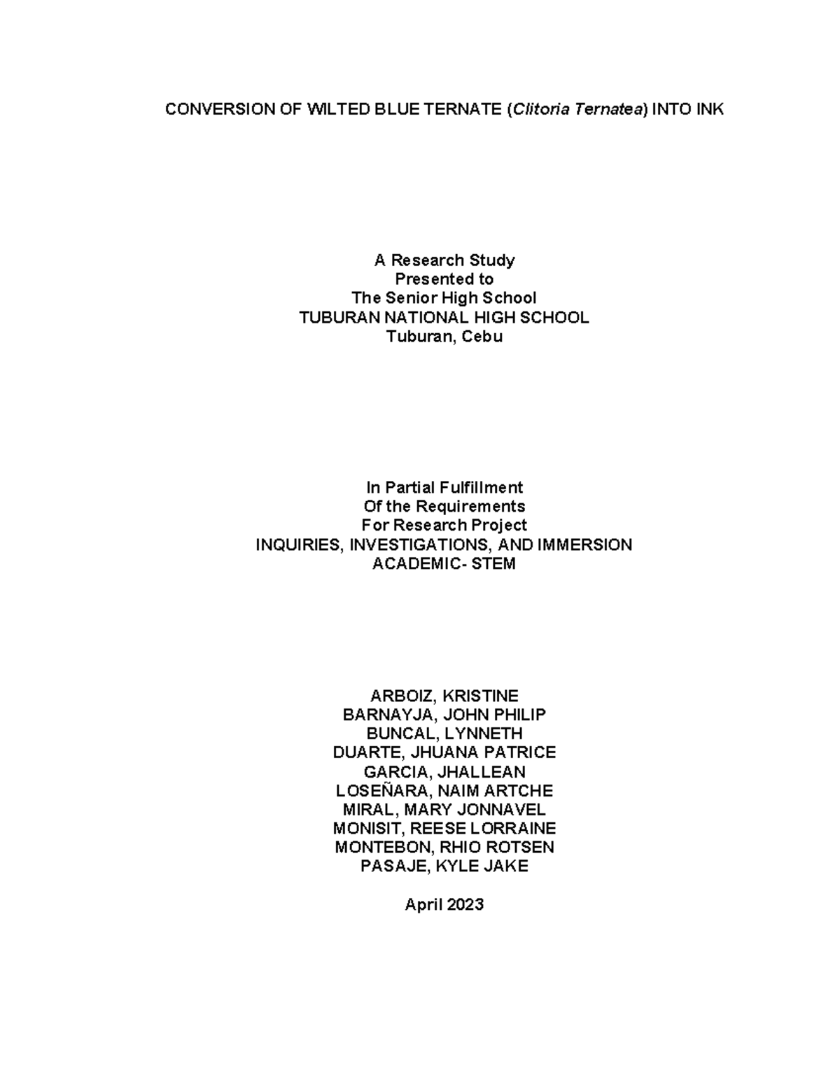 333 - Research on Natural Ink from Wilted Blue Ternate Flowers - Studocu