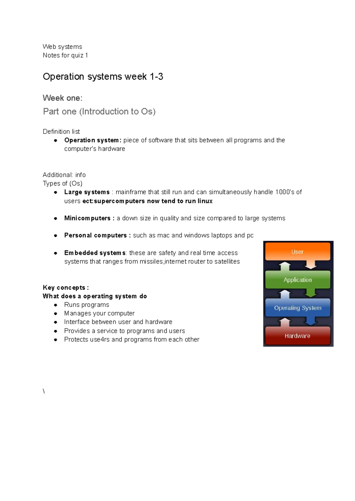 Web systems- notes - Web systems Notes for quiz 1 Operation systems ...