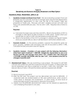 Tutorial 4 Solutions - CHAPTER 7 Sensitivity and Scenario Analysis ...