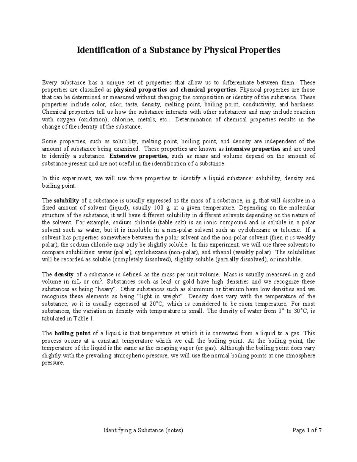 1411. lab3 Identification of a Substance (notes) - Identification of a ...