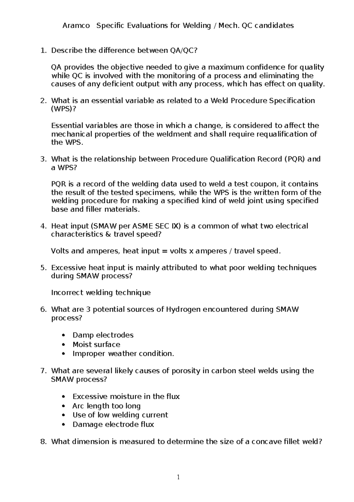 Aramco Welding Mech. QC Evaluations: Key Concepts & Practices - Studocu