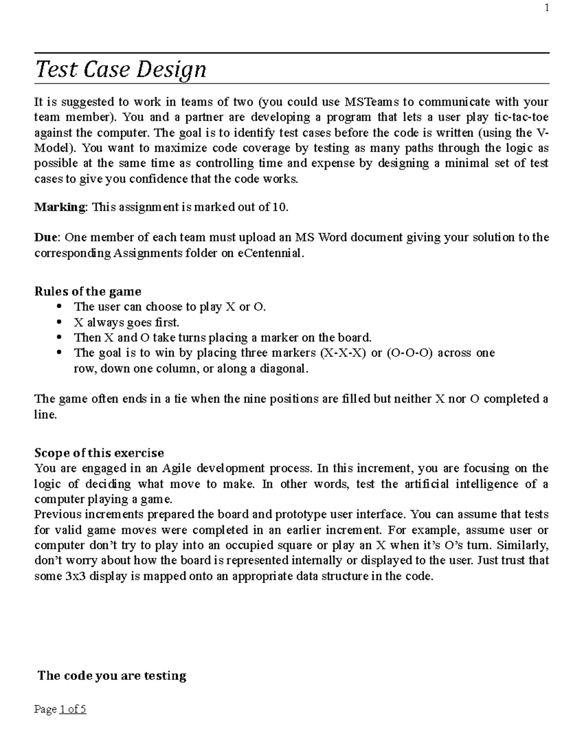 A4-Test Case Spec - Test cases a program - Test Case Design It is ...