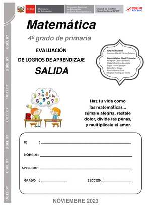 3er Grado - prueba-diagnostica-matemática - Prueba diagnóstica Matemática Conozcamos nuestros ...