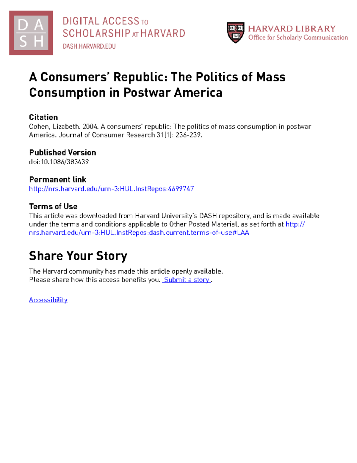 A Consumers' Republic: Politics of Mass Consumption in Postwar America ...
