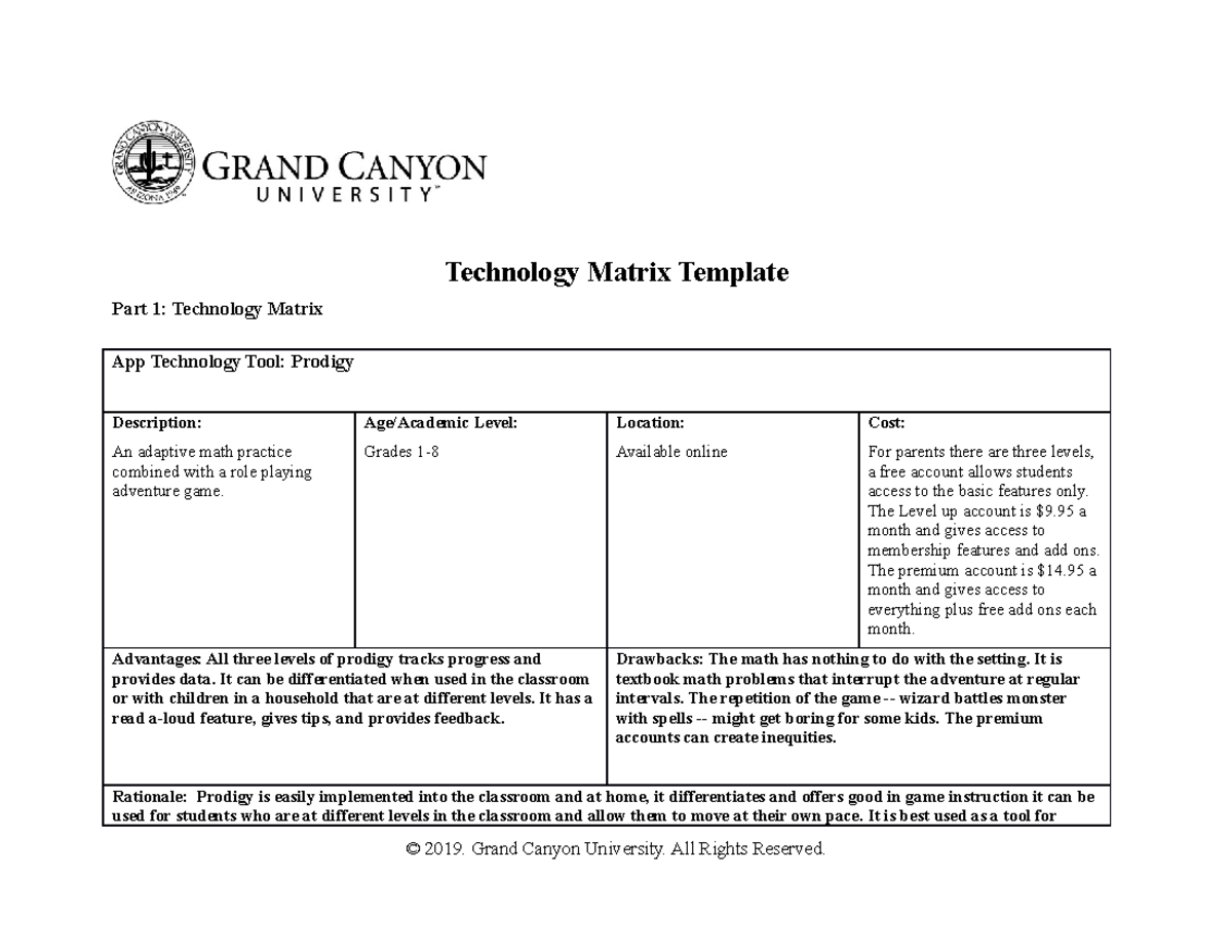 SPD-470-D-T5-Technology Matrix - Technology Matrix Template Part 1 ...