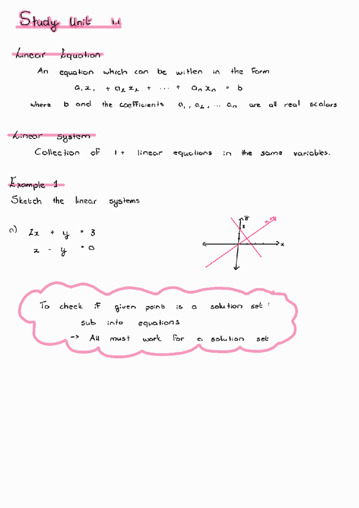 Study Unit 1 Summary: Linear Equations and Systems - Studocu