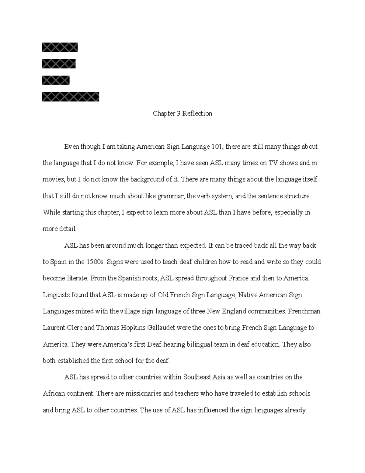 ASL 101 Chapter 3 Reflection: Insights into Language Structure - Studocu