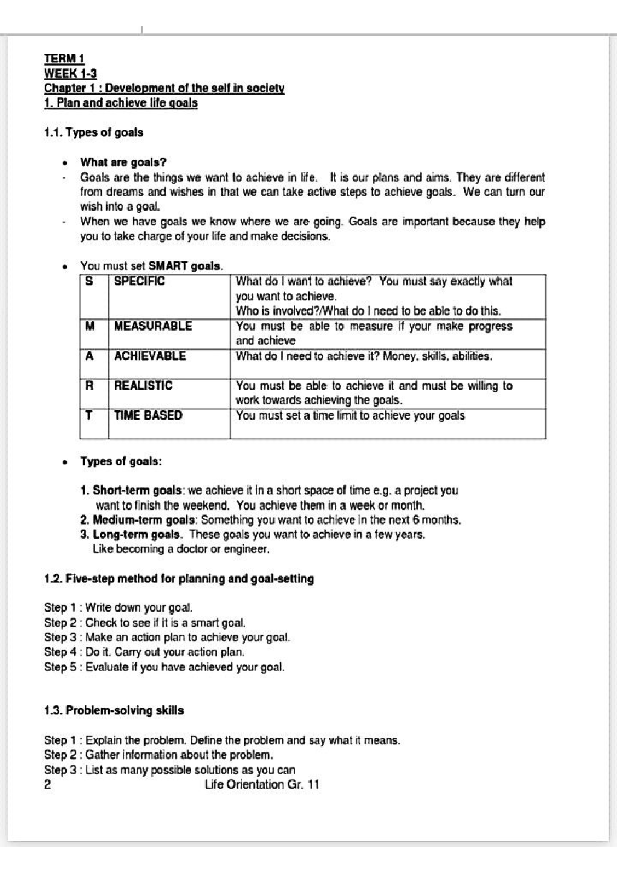 Life Orientation Gr. 11: Chapter 1 - Development of Self in Society ...