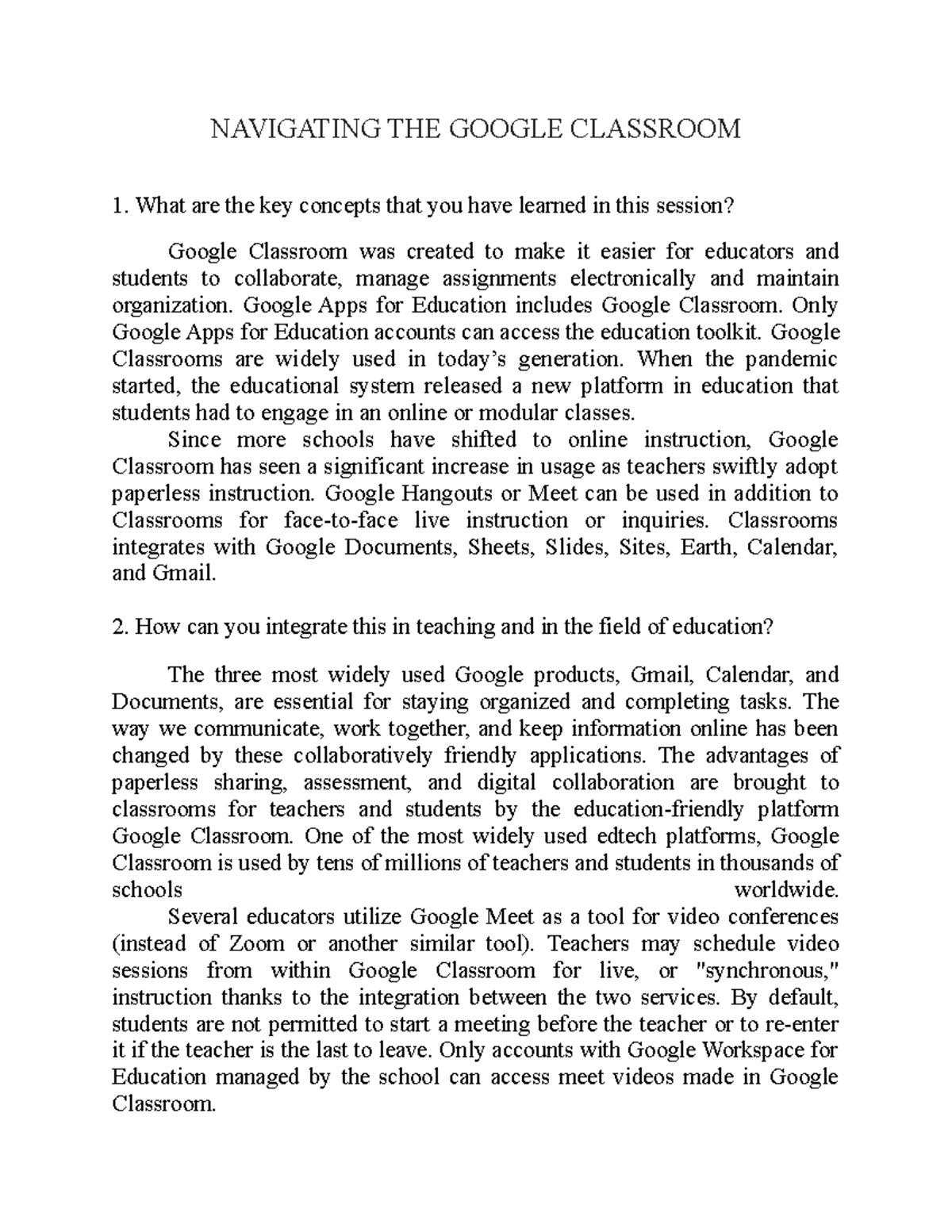 Navigating THE Google Classroom - NAVIGATING THE GOOGLE CLASSROOM What ...