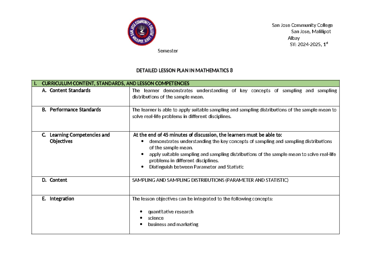 By3lp - This is a sample mathematics lesson plan in matatag curriculum ...