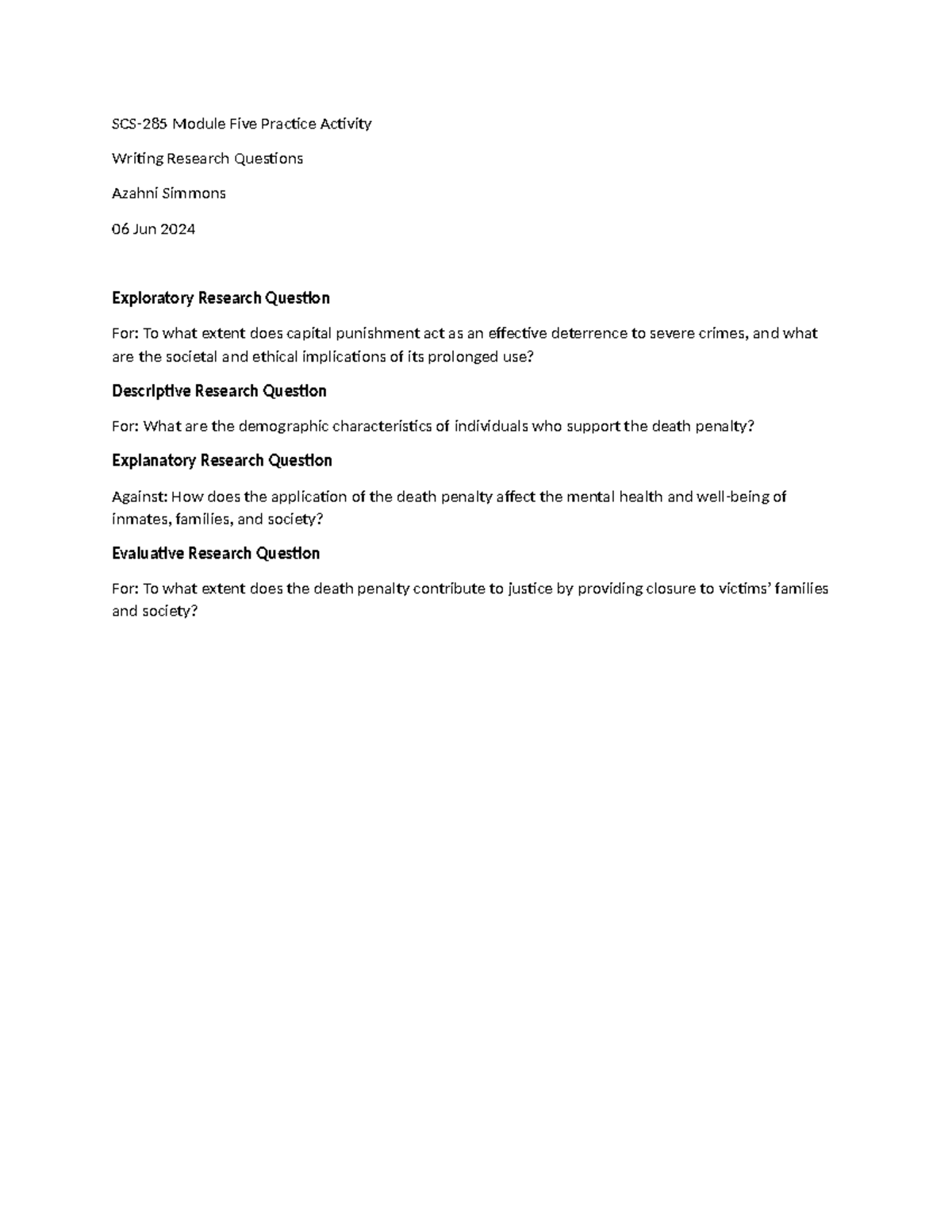 SCS-285 Module Five Practice Activity - Studocu