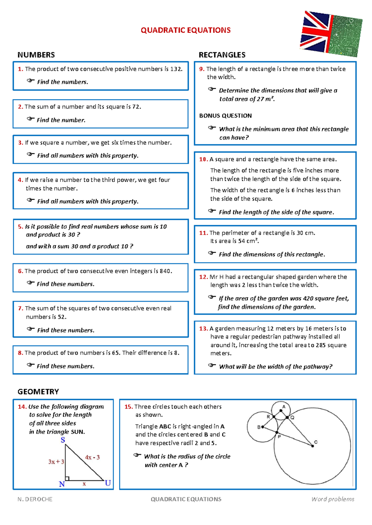 QUADRATIC EQUATIONS (MATH 101) Word Problems and Solutions - Studocu