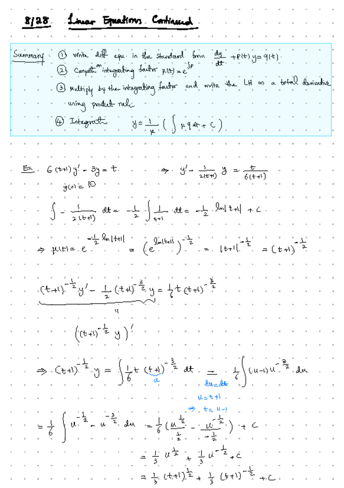 Lecture 5 Summary: Differential Equations & Mixing Problems - Studocu
