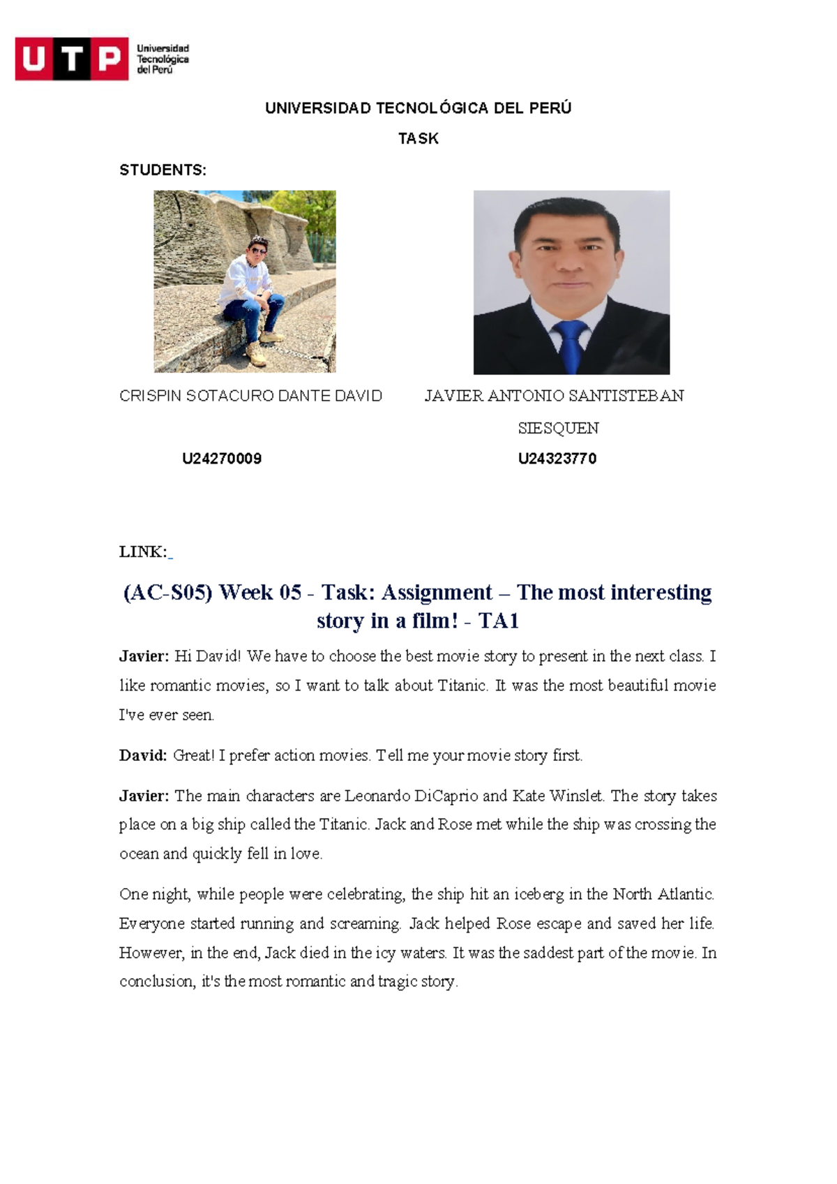 U24523770 Week 05 Task: The Most Interesting Film Story TA1 - Studocu