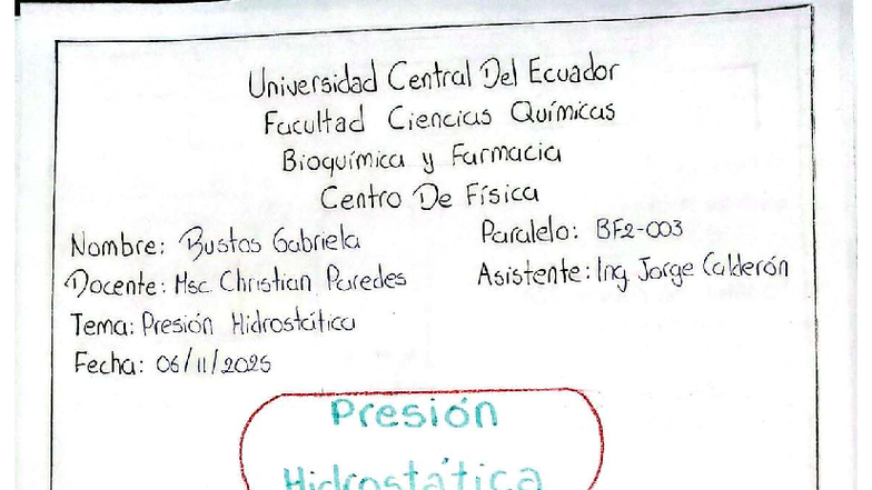 Bustos Gabriela: Presión Hidrostática Bf2-003 - Studocu