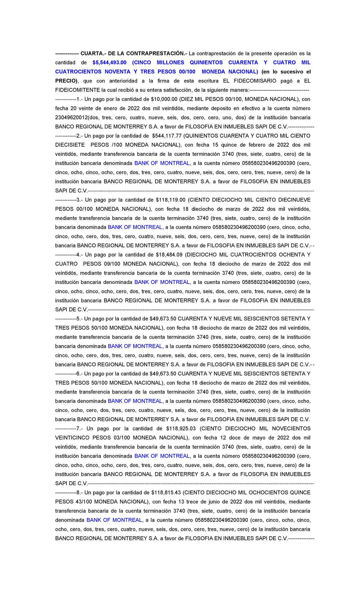 Relacion de Pagos Verdemar 402: Detalles de Transacciones 2022-2023 ...
