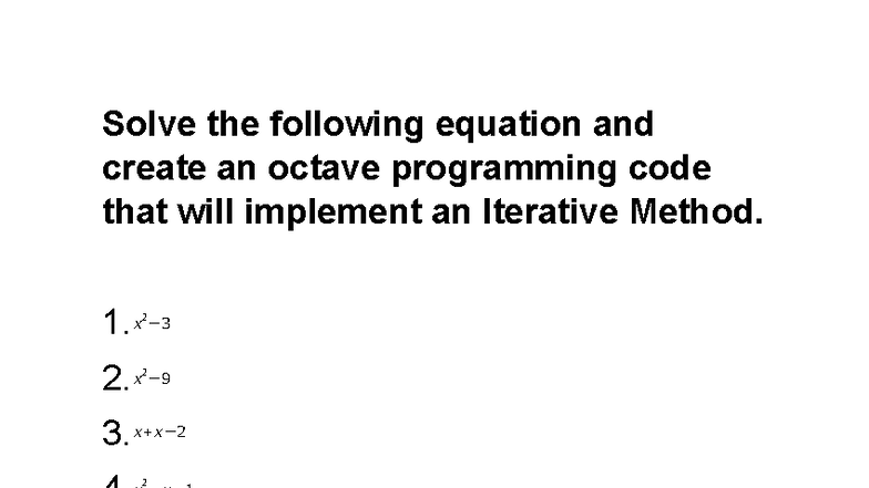 Sample practical activity in Numerical Methods - Mathematics - Solve ...