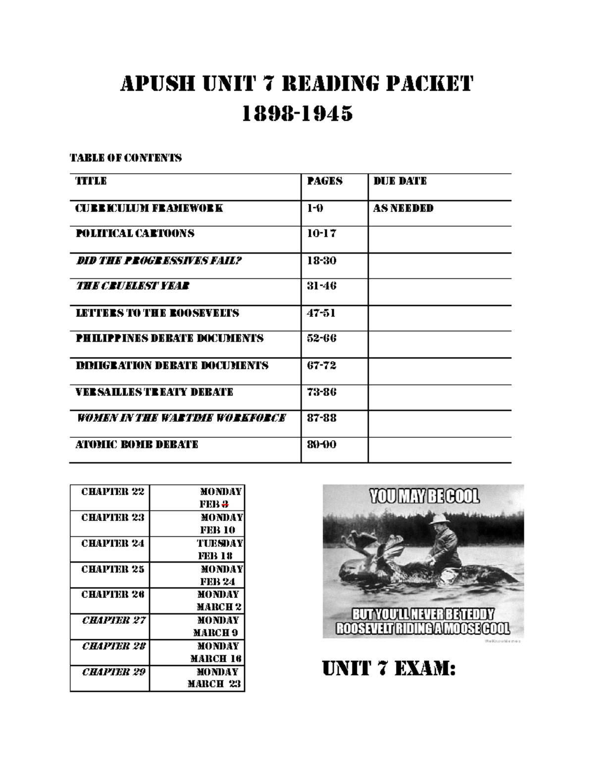 Unit 7 Reading Packet - this is a review of give me liberty unit 7 ...
