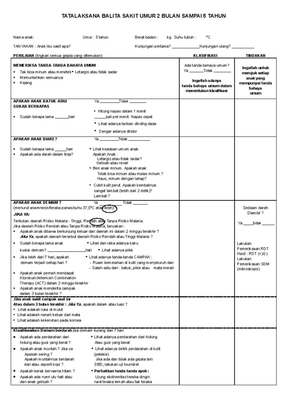 Format MTBS - Penilaian Kesehatan Anak Usia 2 Bulan hingga 5 Tahun ...
