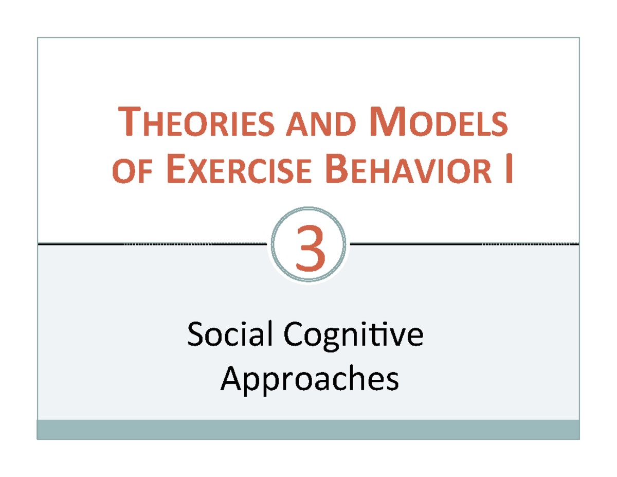Theories and Models of Exercise Behavior I - Studocu