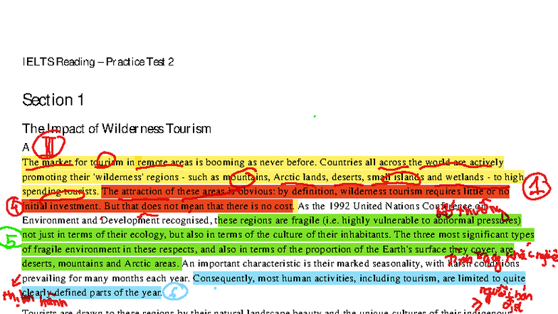 IELTS Reading Practice Test 2: The Impact of Wilderness Tourism - Studocu