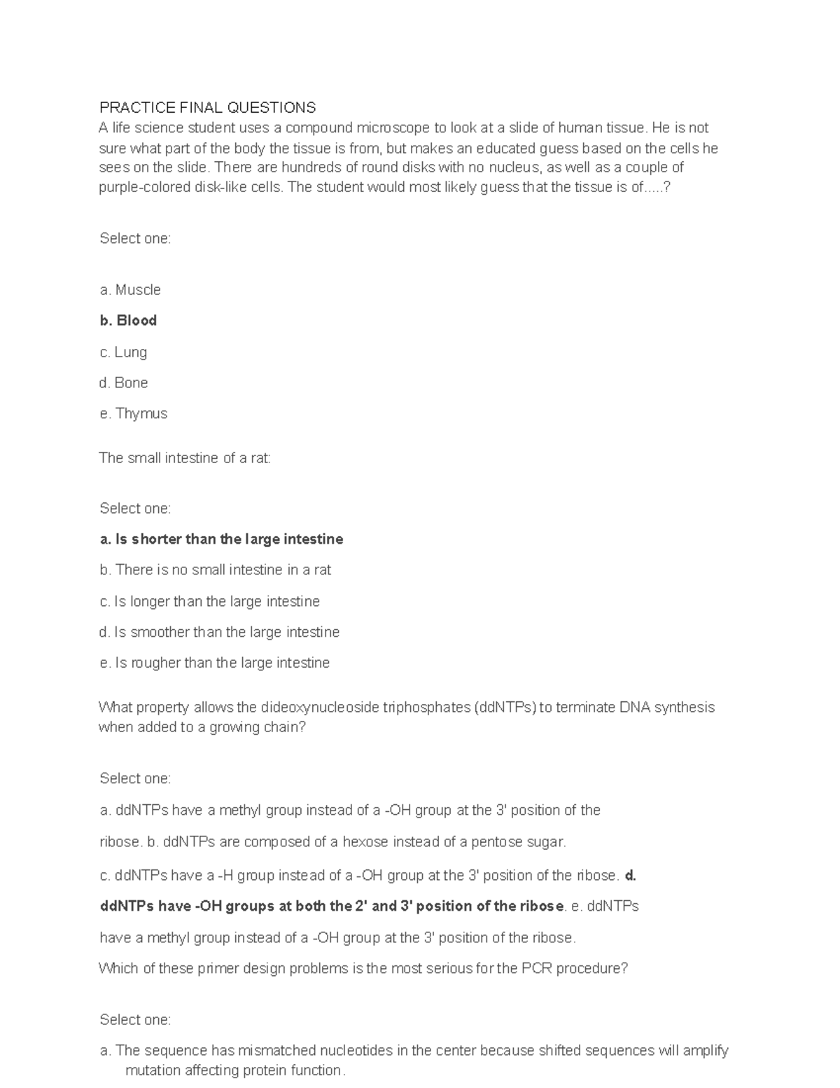 LS 23L Practice Final Exam Questions and Answers - Studocu