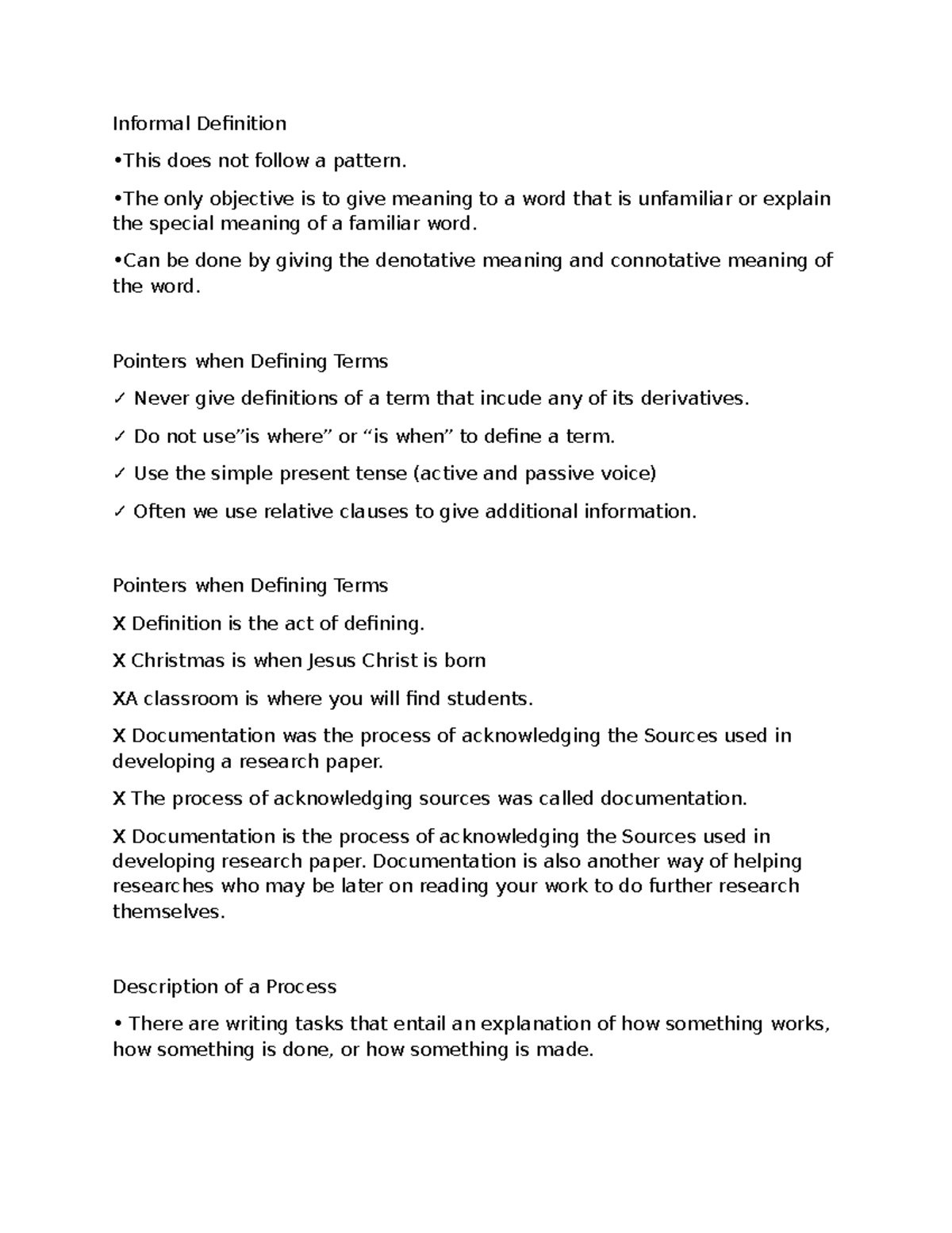 Technical writing - Informal Definition •This does not follow a pattern ...