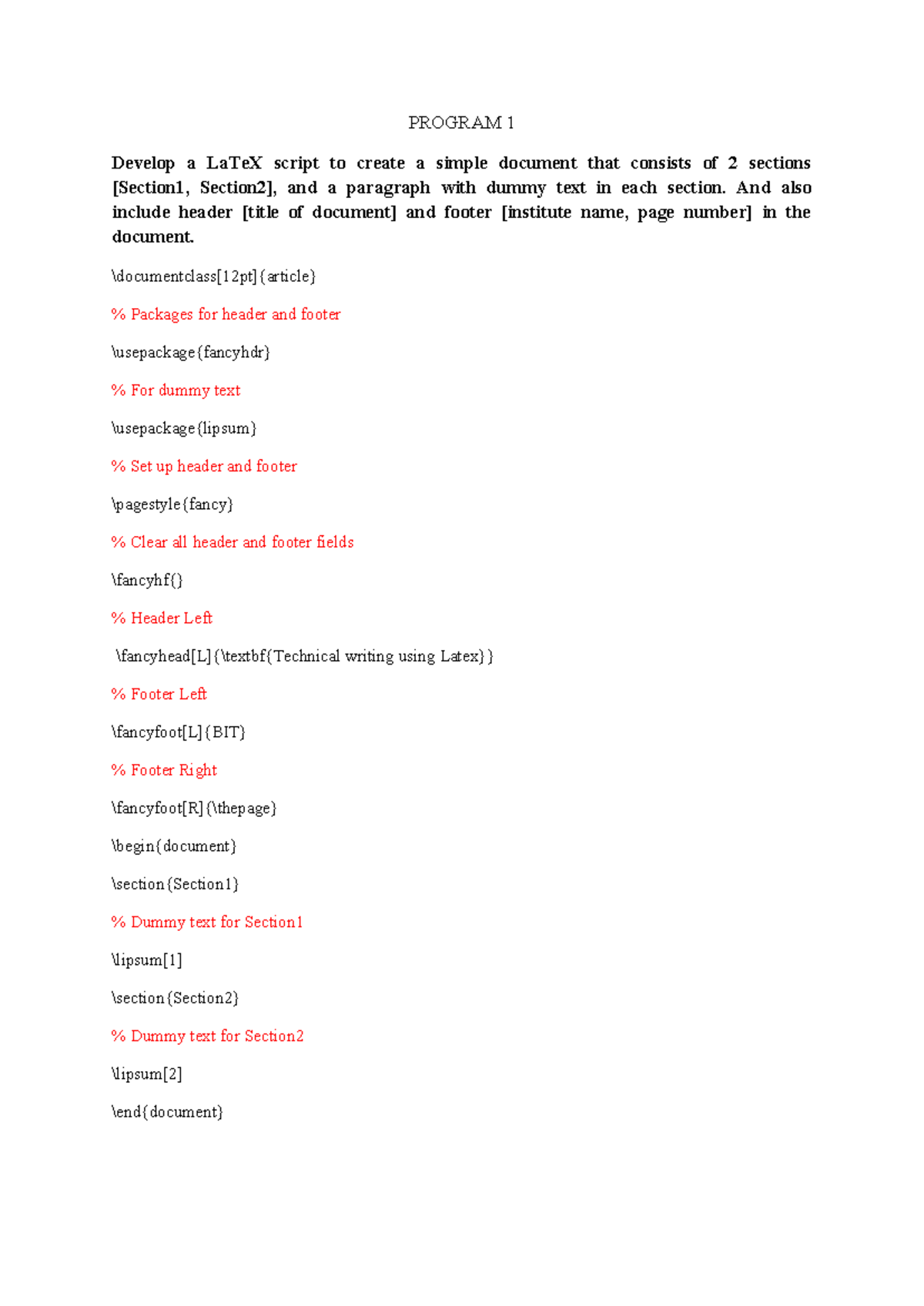LaTeX LAB Manual: Scripts for Document Creation and Formatting - Studocu