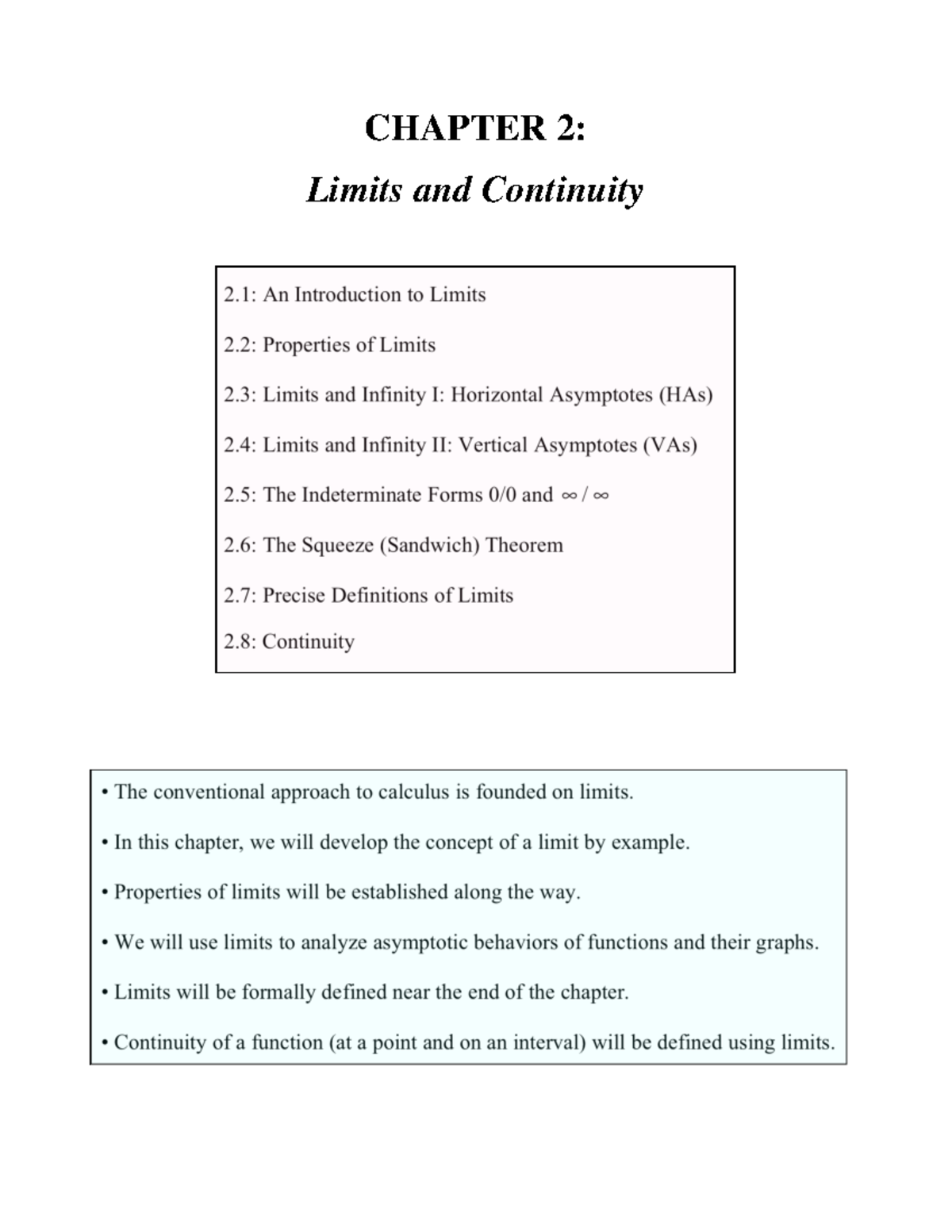 Calc Notes 0201 - Chapter 2: Limits and Continuity Overview - Studocu