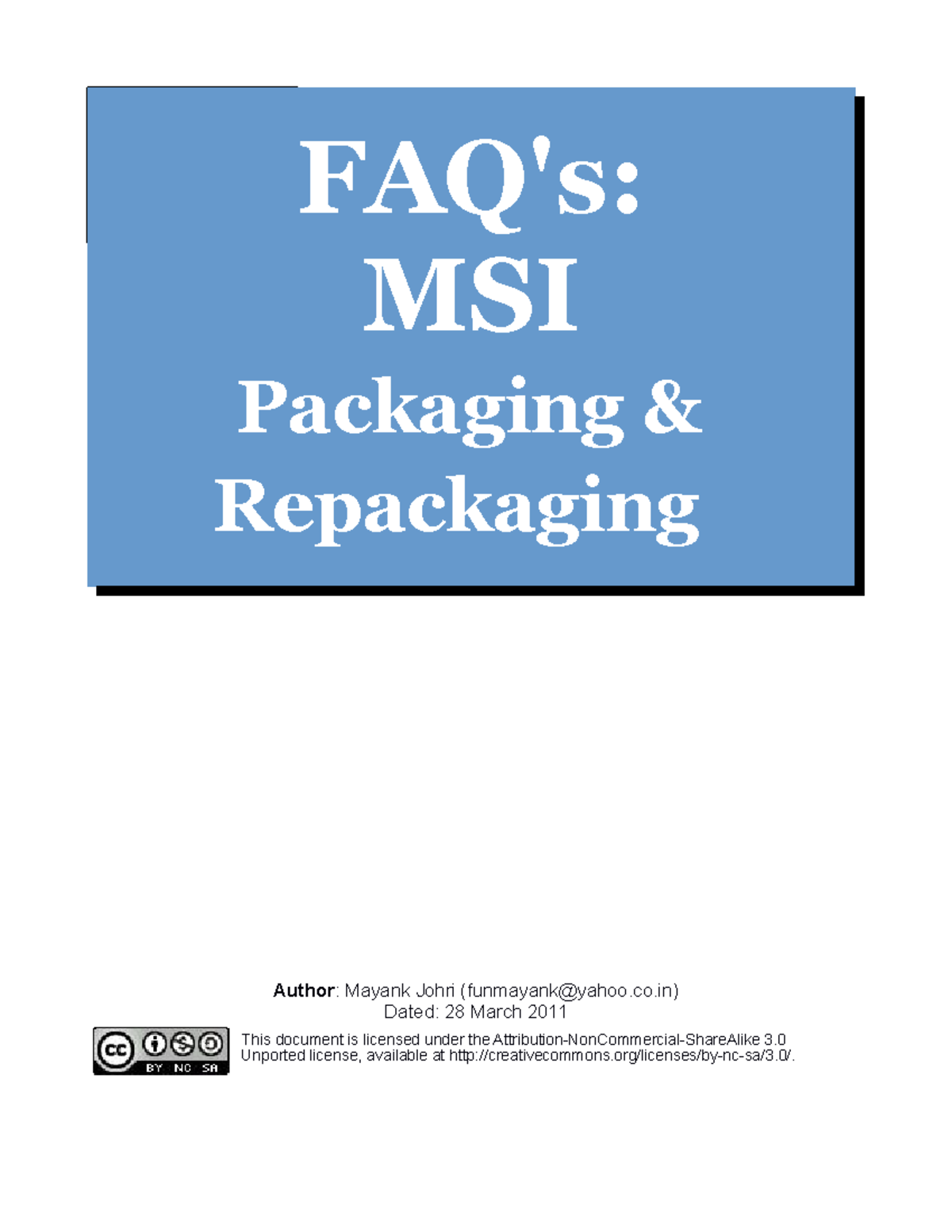 FAQs on MSI Packaging & Repackaging Overview - Studocu