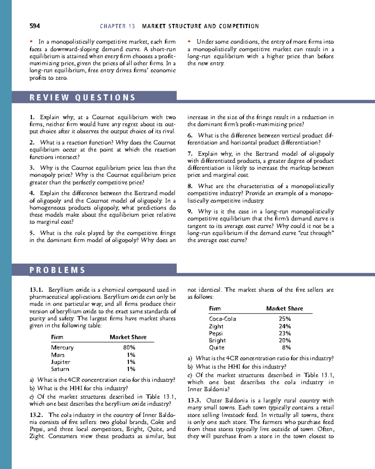 594 CHAPTER 13 Market Structure and Competition: Oligopoly Insights ...