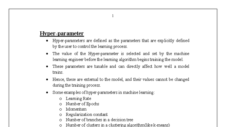 Class 5: Hyperparameters & Validation Sets in Machine Learning - Studocu