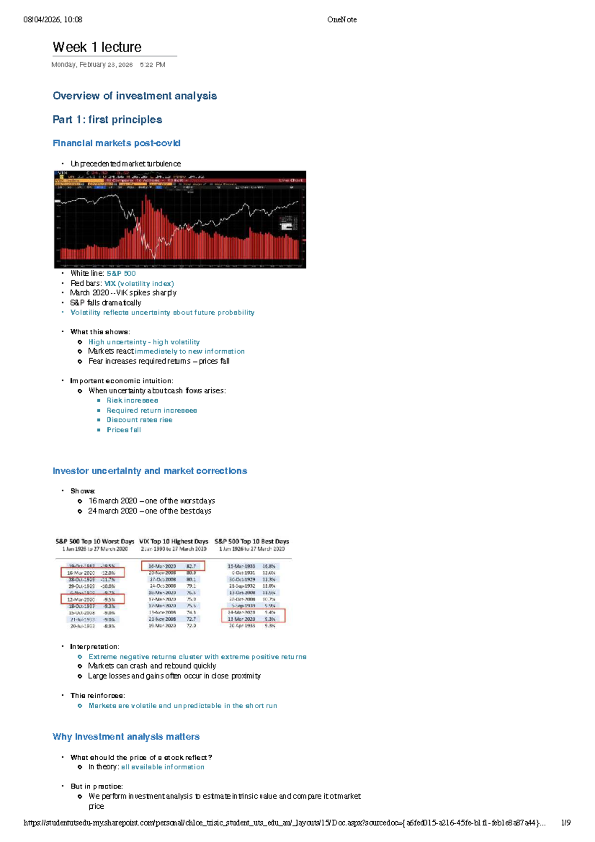 Investment Analysis (FIN 101) Week 1 Lecture Notes - Studocu