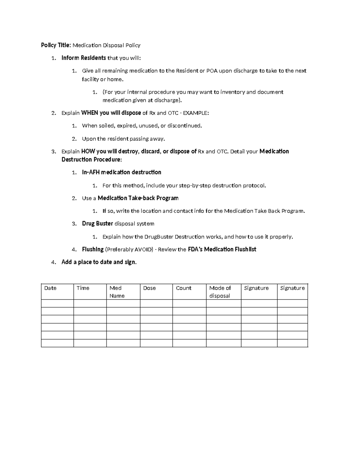 Medication Disposal Policy 6.0: Guidelines for Safe Rx & OTC Disposal ...