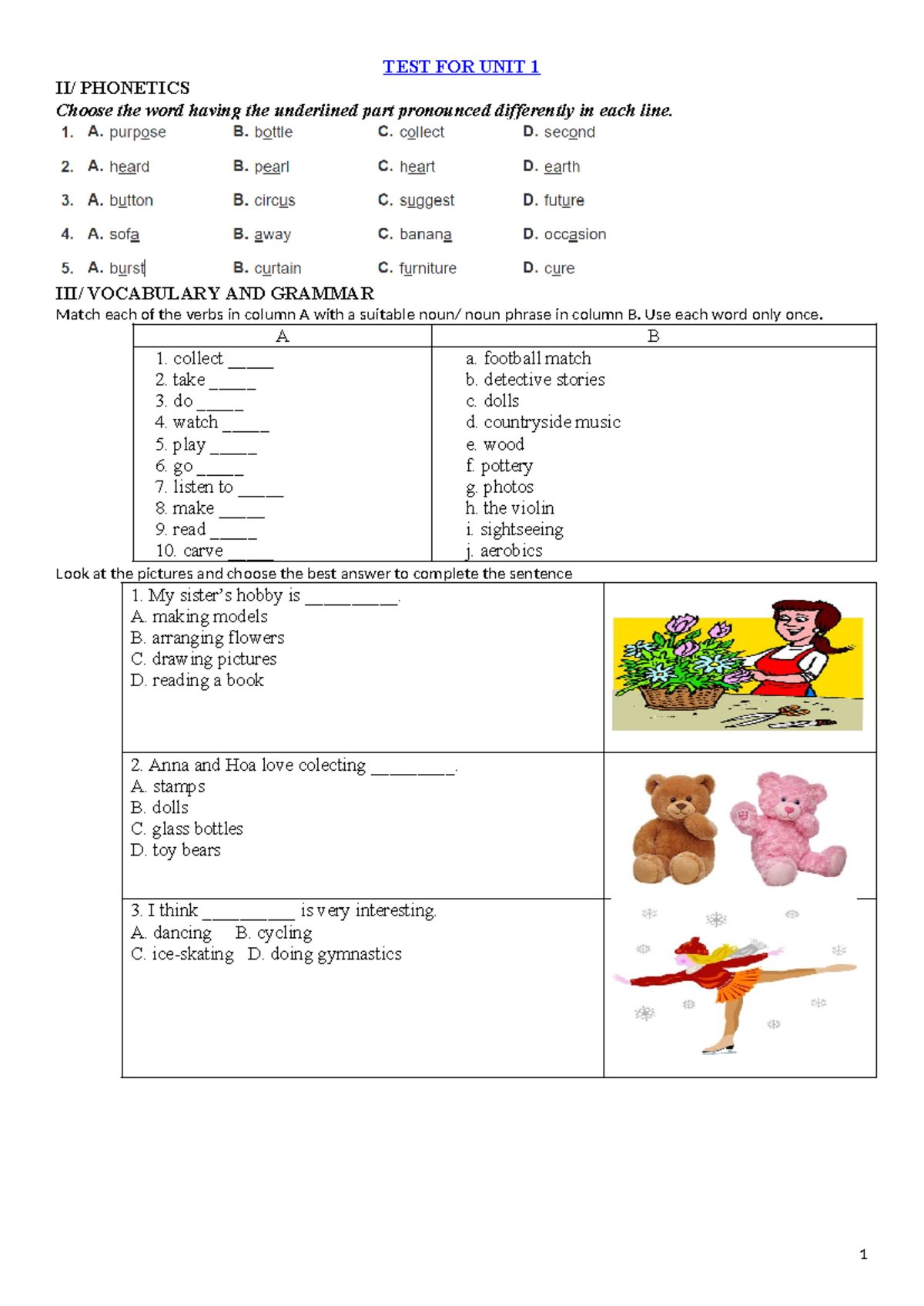 ĐỀ U1 PHONETICS & VOCABULARY EXERCISES (Sachmem & Mai Lan Hương) - Studocu