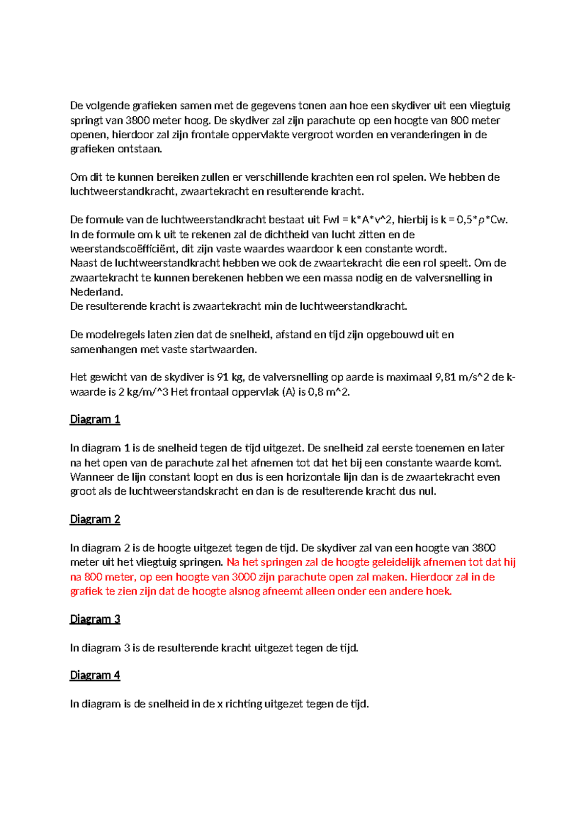 Parachute Dynamics: Skydiver Simulation from 3800m (Physics) - Studeersnel
