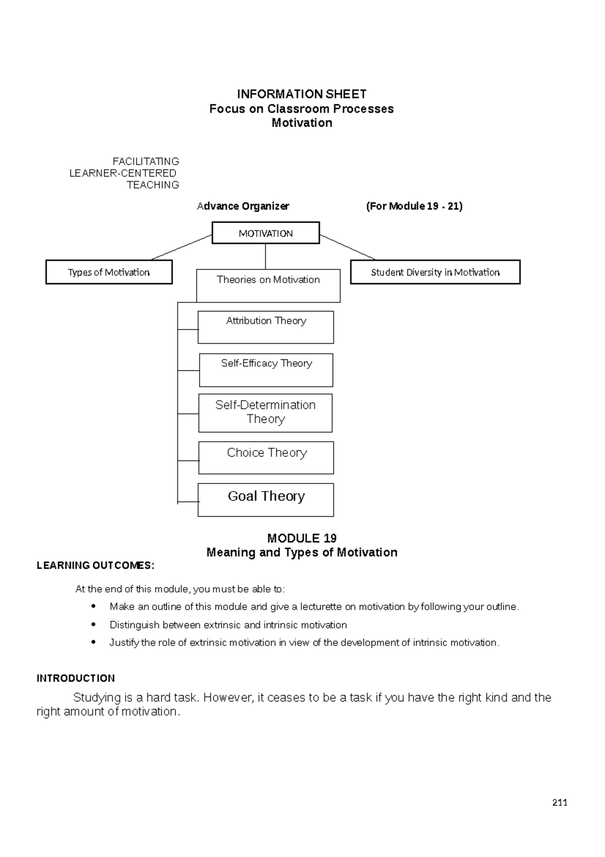 Facilitating Learner Centered Teaching Module 19 26 - INFORMATION SHEET ...